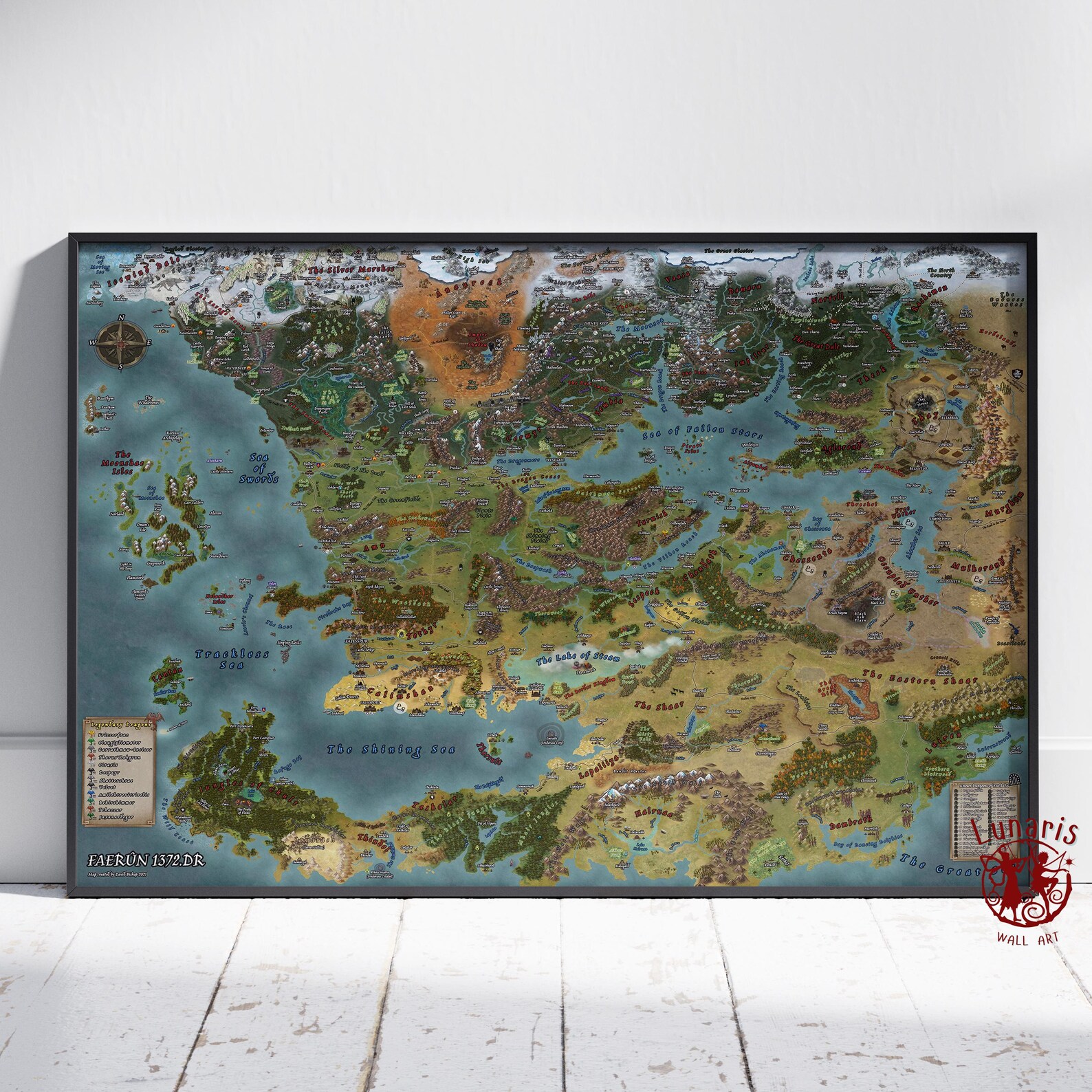 Dungeons and Dragons Faerun Poster Forgotten Realms Wall Art Unframed ...