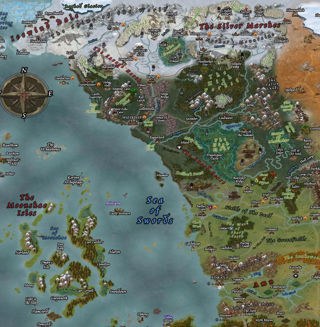 Dungeons and Dragons Faerun Poster Forgotten Realms Wall Art Unframed ...