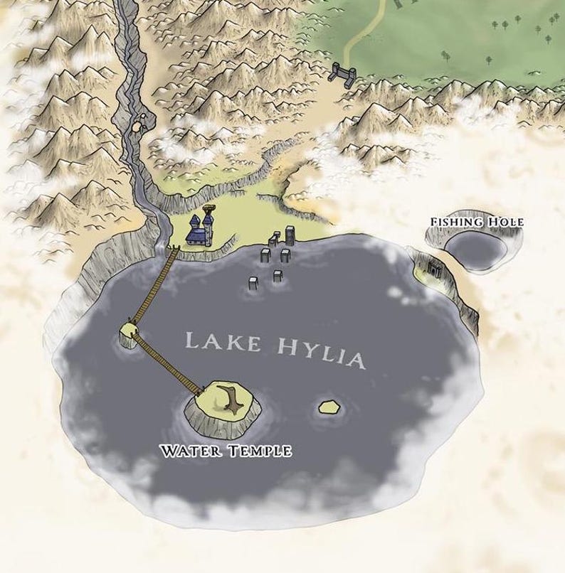 The Legend of Zelda Map Poster | Hyrule Wall Art | Unframed Canvas ...