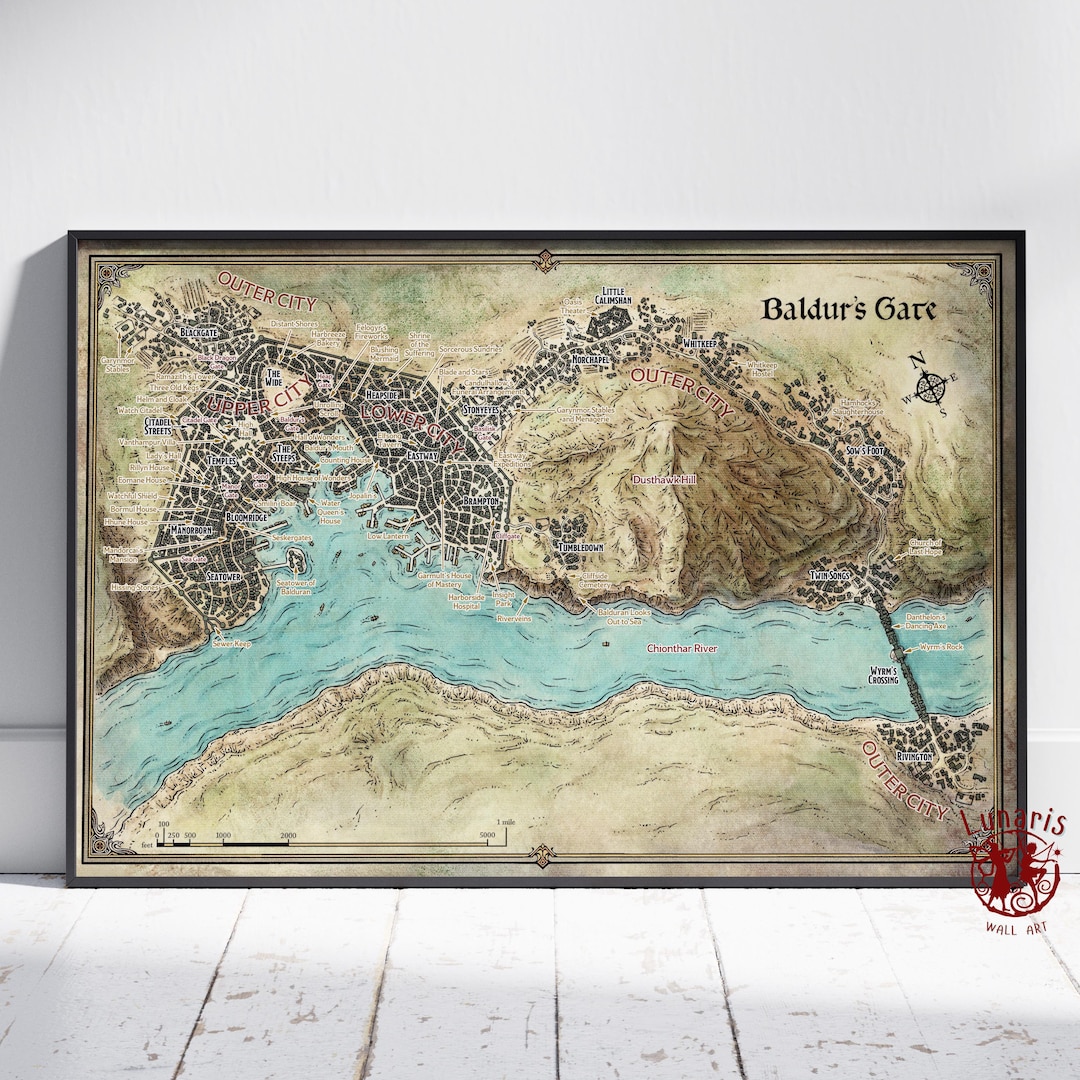 Baldur's Gate Map Poster | Dungeons & Dragons Wall Art | Unframed ...