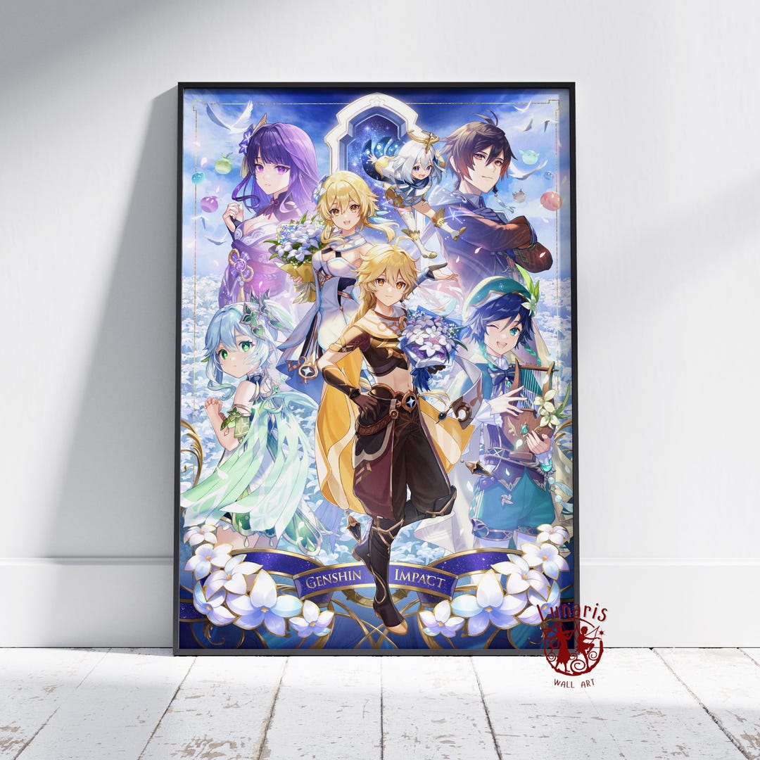 Genshin Impact Poster | Tevyat Wall Art | Unframed Canvas Print | Gift ...