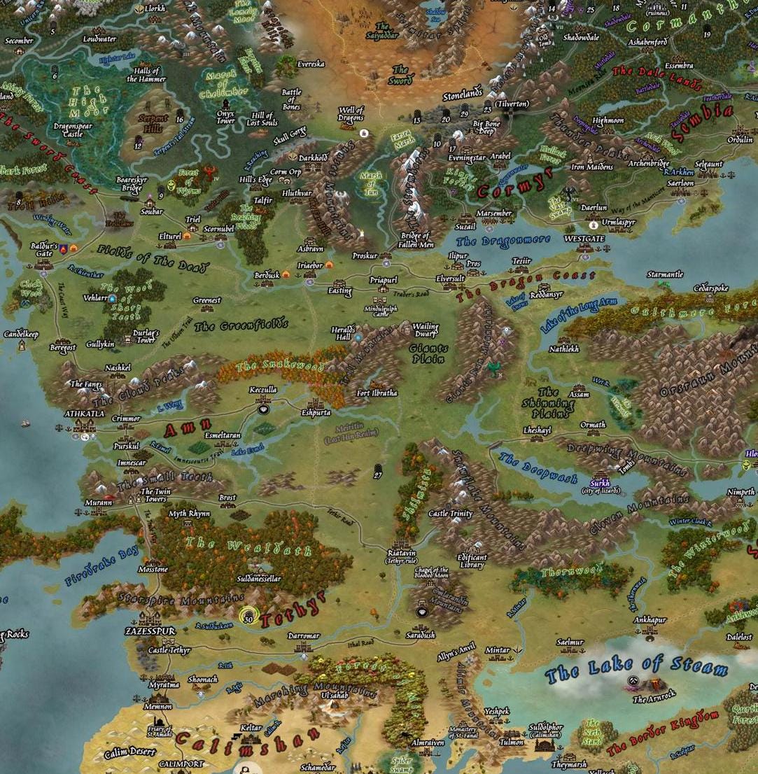 Dungeons and Dragons Faerun Poster Forgotten Realms Wall Art Unframed ...