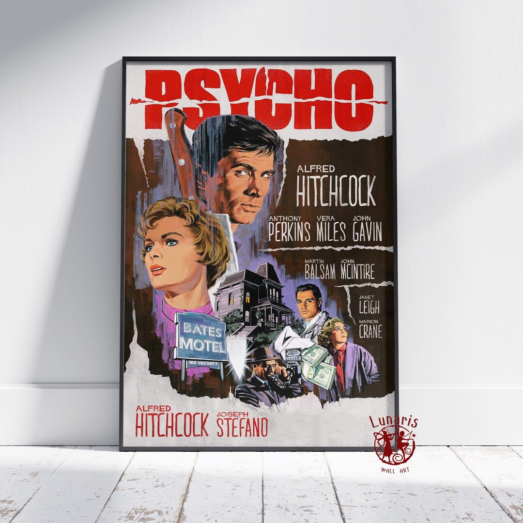 Psycho Poster | Alfred Hitchcock Wall Art | Unframed Canvas Print ...