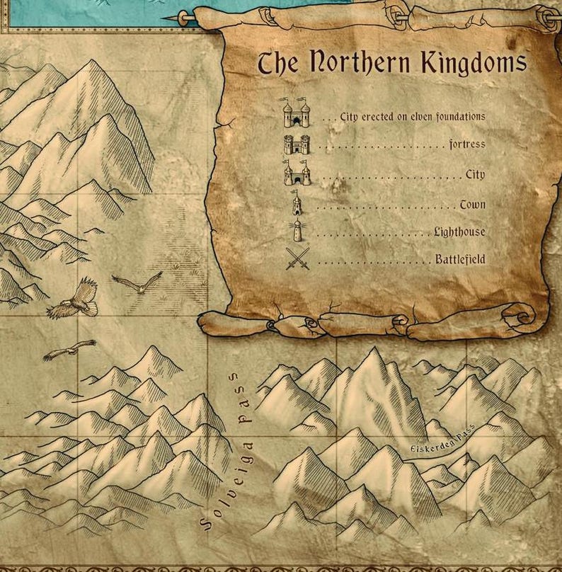 Póster del mapa de The Witcher 3 Wild Hunt / Arte mural de los Reinos ...