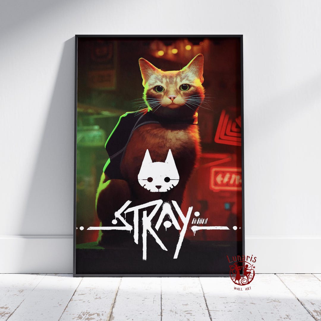 Stray Poster | Adventure Game Wall Art | Unframed Canvas Print | Gift ...