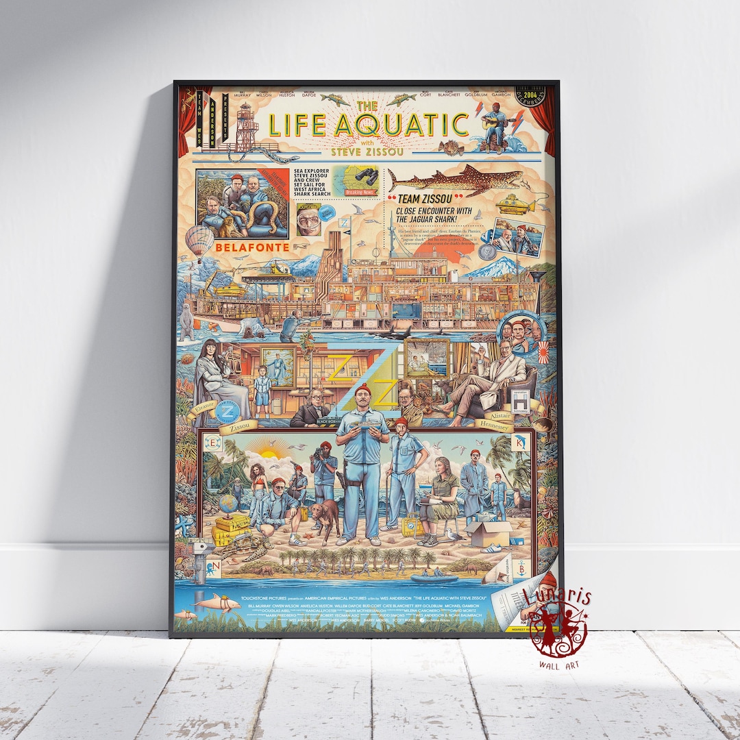 The Life Aquatic Poster Steve Zissou Wall Art Unframed Canvas Print ...
