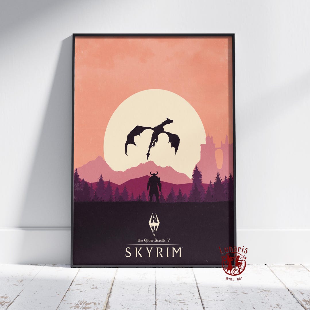 The Elder Scrolls V: Skyrim Poster Dragonborn Wall Art Unframed Canvas ...