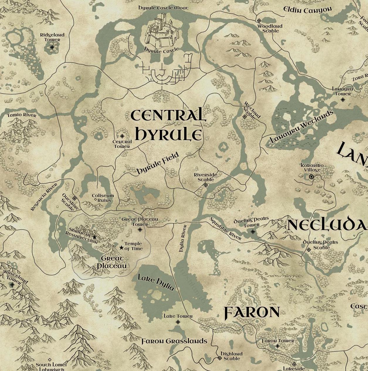 The Legend of Zelda Map Poster | Hyrule Wall Art | Unframed Canvas ...