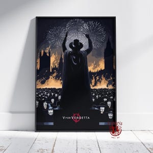 V for Vendetta Poster | V Wall Art | Unframed Canvas Print | Gift Movie ...