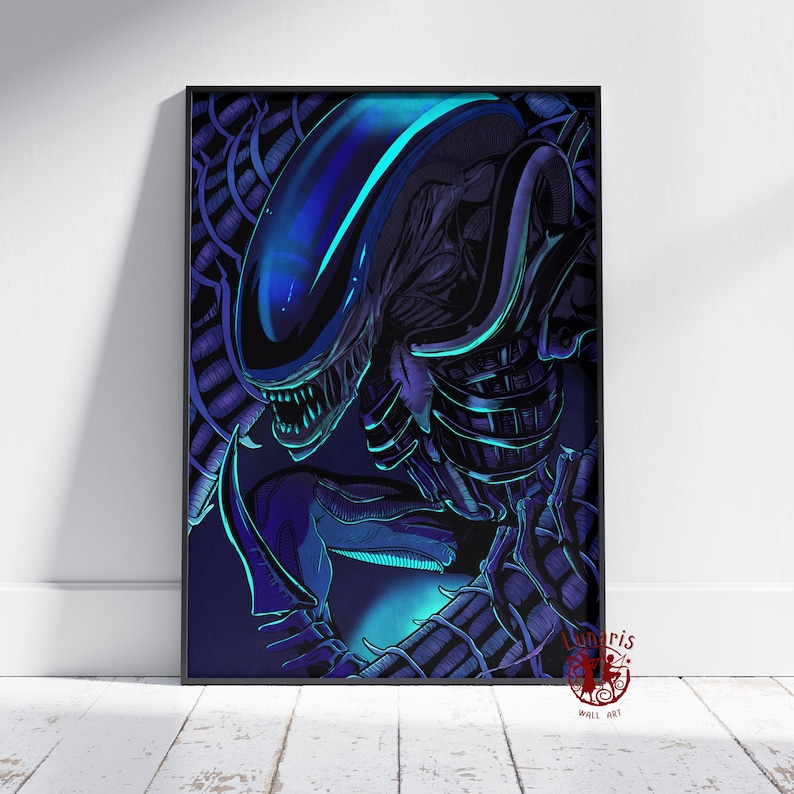 Alien Xenomorph Poster Horror Movie Wall Art Unframed Canvas Print Gift ...