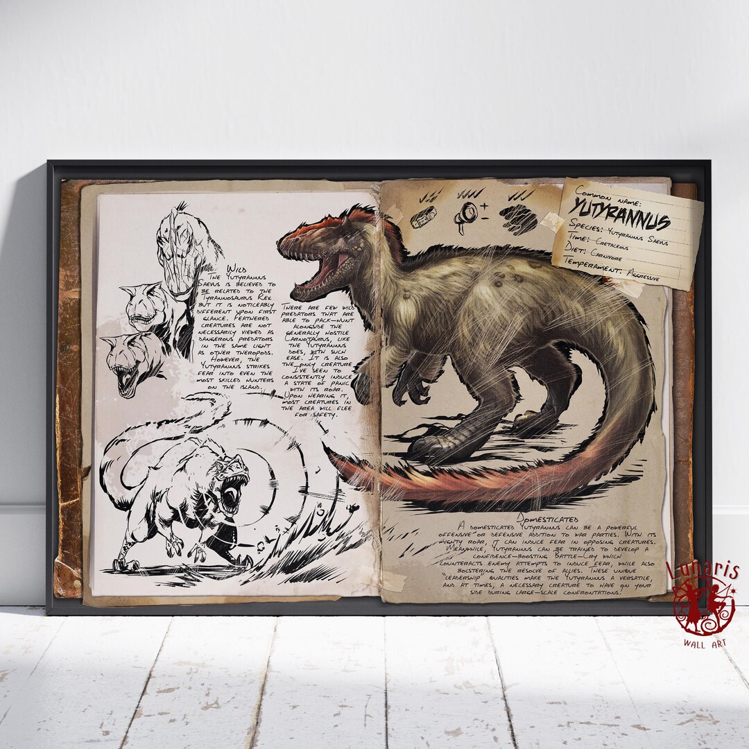 Ark Survival Evolved Dossiers Poster | Yutyrannus Wall Art | Unframed ...