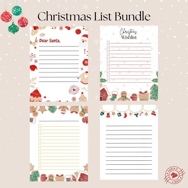 Dear Santa Letter Kit, Santa Christmas Wish List, Letter to Santa ...