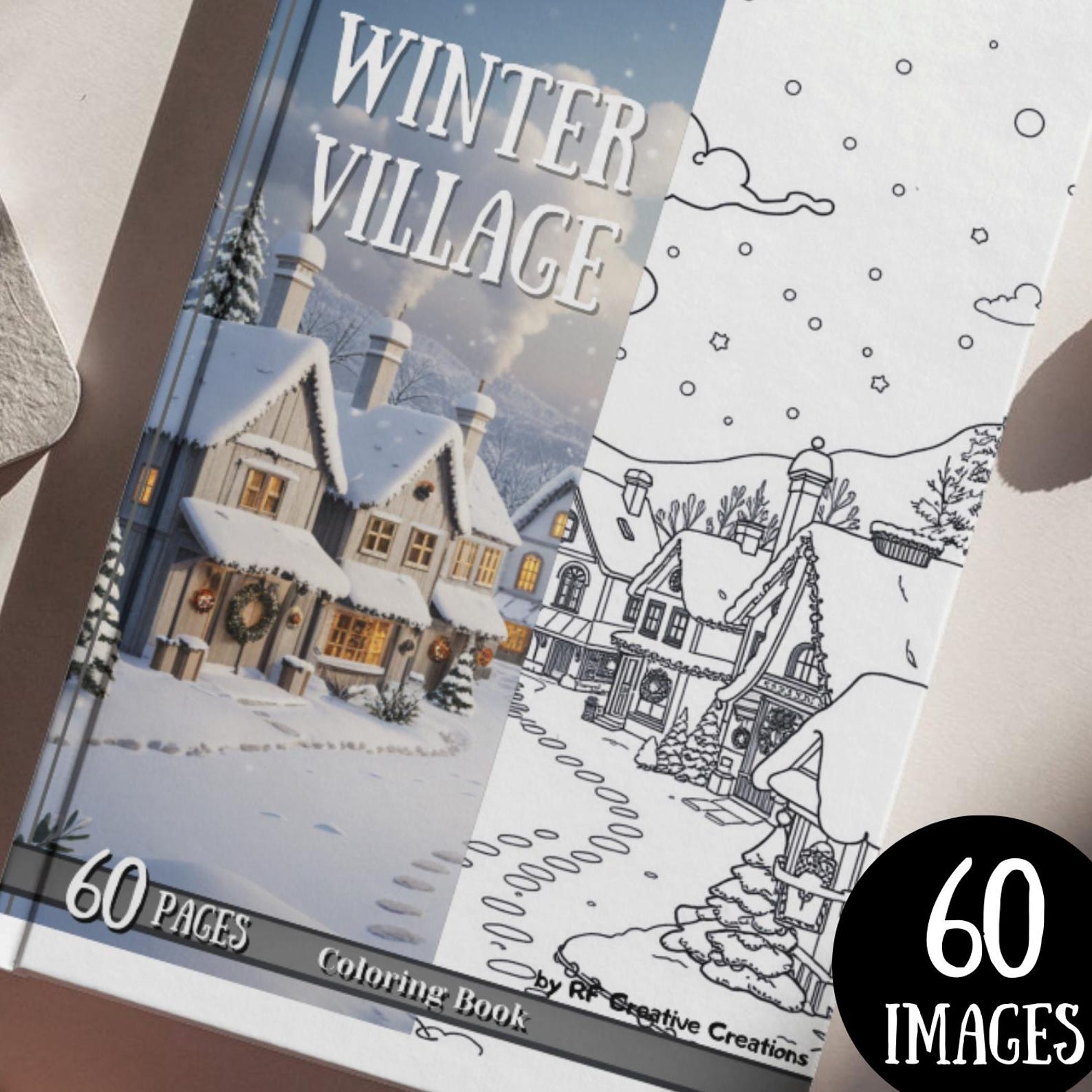 60 Winter Village Coloring Pages - Adult and Kids Coloring Book ...