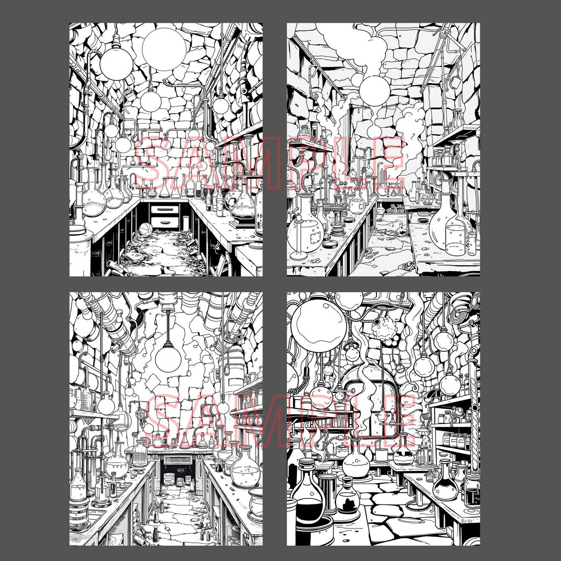 60 Fantasy Alchemy Laboratory Coloring Pages - Adult and Kids Coloring ...
