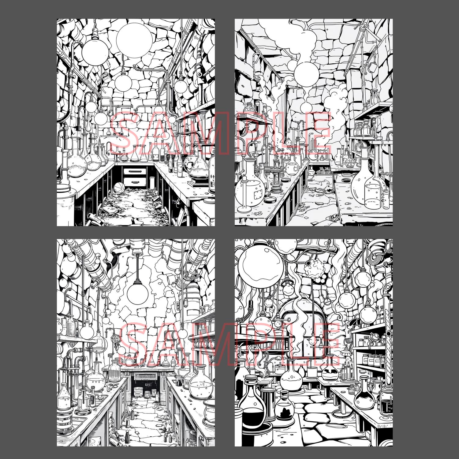 60 Fantasy Alchemy Laboratory Coloring Pages - Adult and Kids Coloring ...