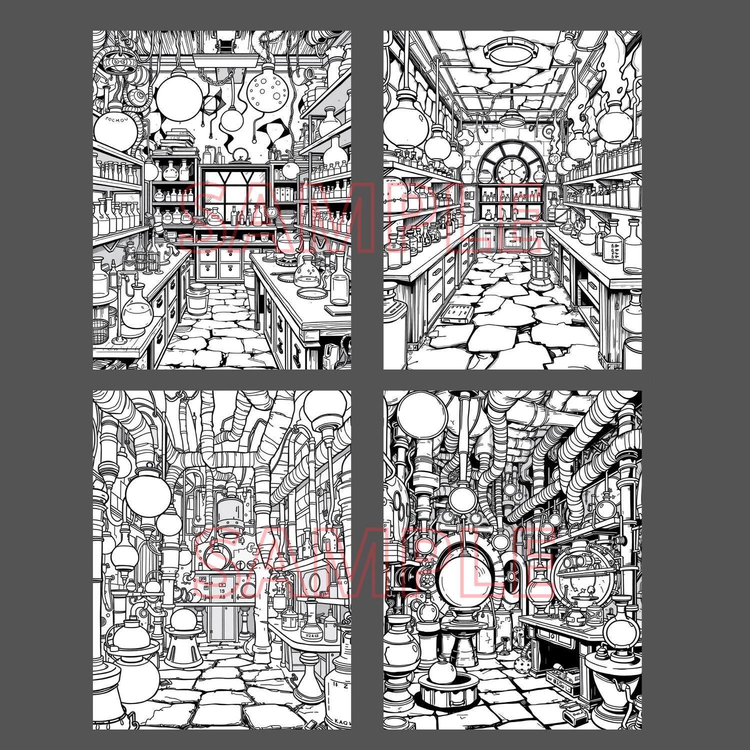 60 Fantasy Alchemy Laboratory Coloring Pages - Adult and Kids Coloring ...
