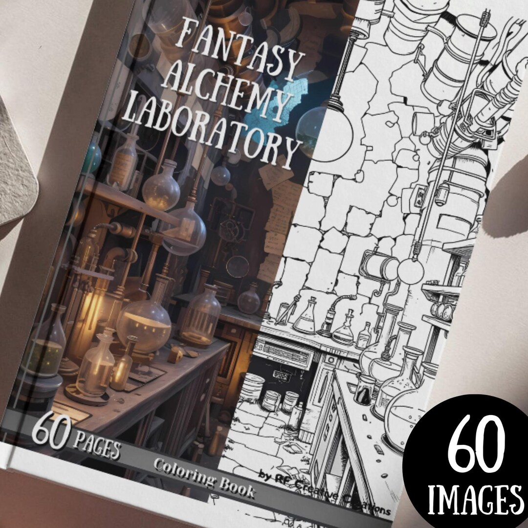 60 Fantasy Alchemy Laboratory Coloring Pages - Adult and Kids Coloring ...