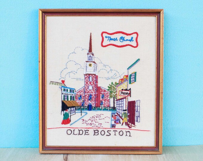 Boston North Church Crewel Needlepoint Picture/ Olde Boston - Etsy