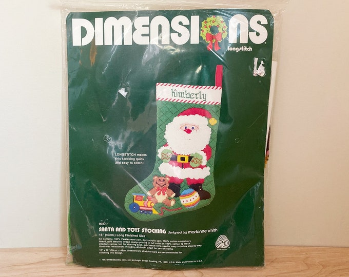 Dimensions Long Stitch Christmas Stocking Kit/santa and Toys Designed ...