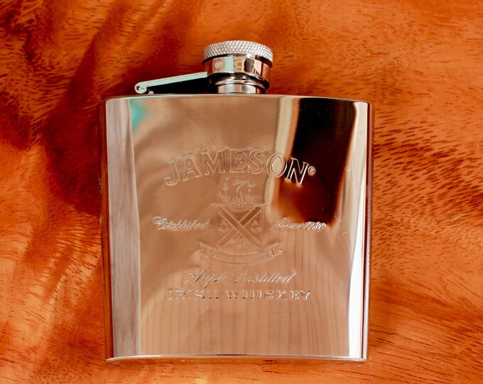 Jameson Irish Whiskey Flask/ Nice Stainless Steel 6oz Decanter ...