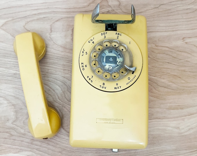 Yellow Wall Mounted Rotary Dial Telephone/ Fun Mustard Yellow Colored ...