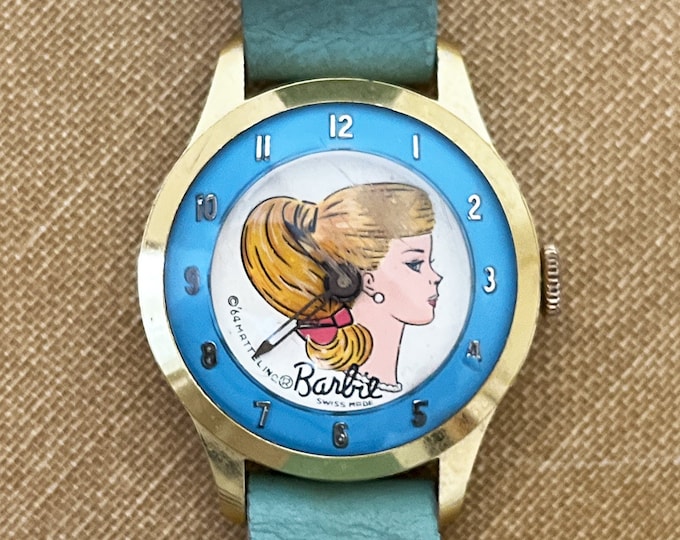 Barbie Watch W Blue Band/ Swiss Made Time Piece Marked Mattel Inc "64 ...
