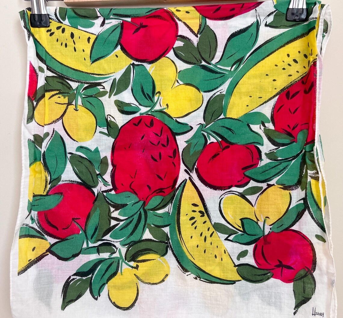 Honey Brand Tropical Fruit Scarf/ Unique Post Mod 1970s Era Design ...
