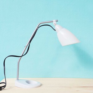 White Lucite Plastic Desk Lamp/unique Mod Shaped Shade With | Etsy