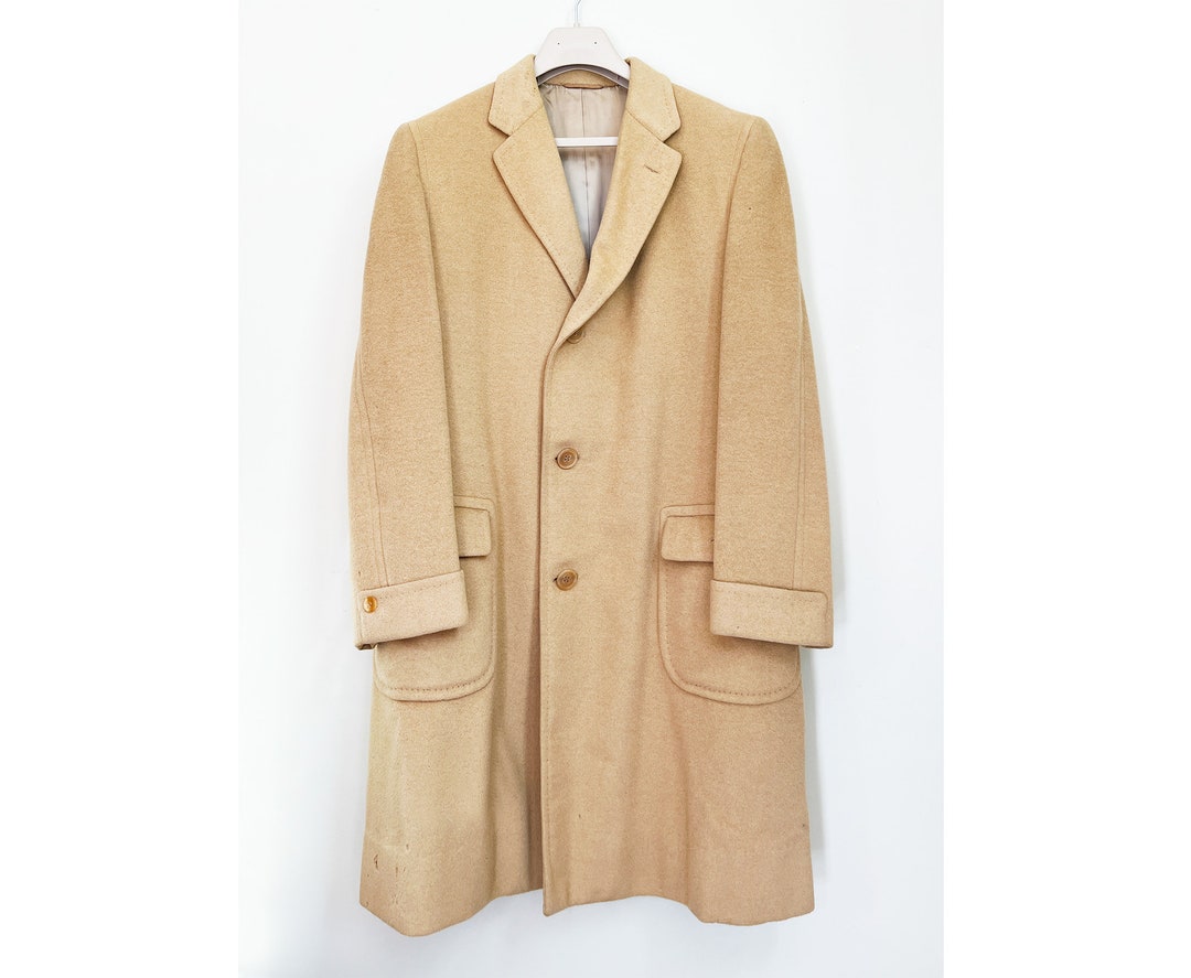 Camel Hair Men's Full Length Coat by Peter Arnello Size L/ Beautiful ...