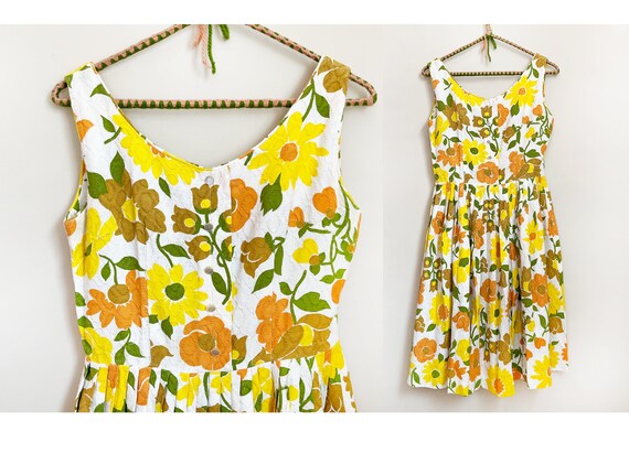 1960s Floral Summer Tea Dress Vintage Floral Flare … Gem