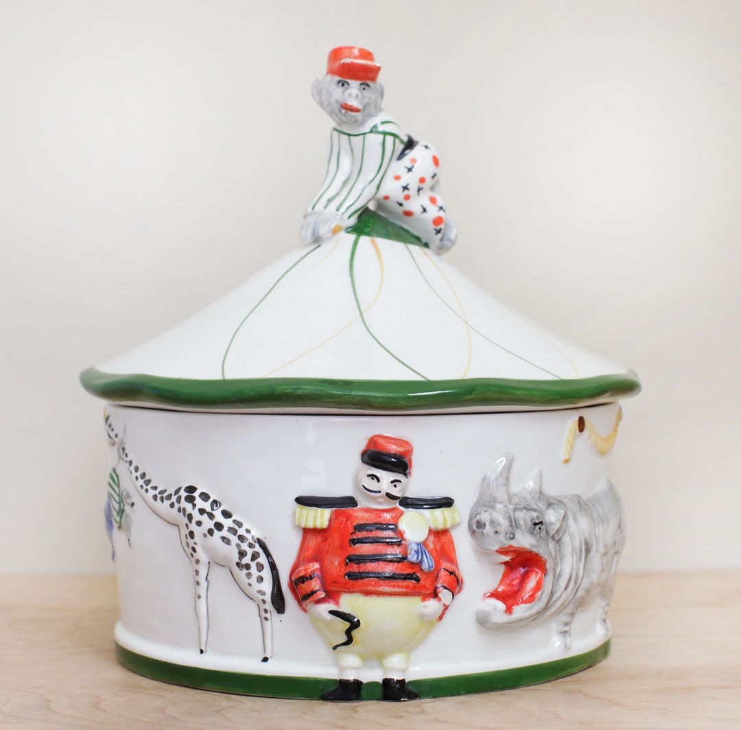 Mid Century Circus Cookie Jar Made in Italy/ Unique Kitschy HTF Circus ...