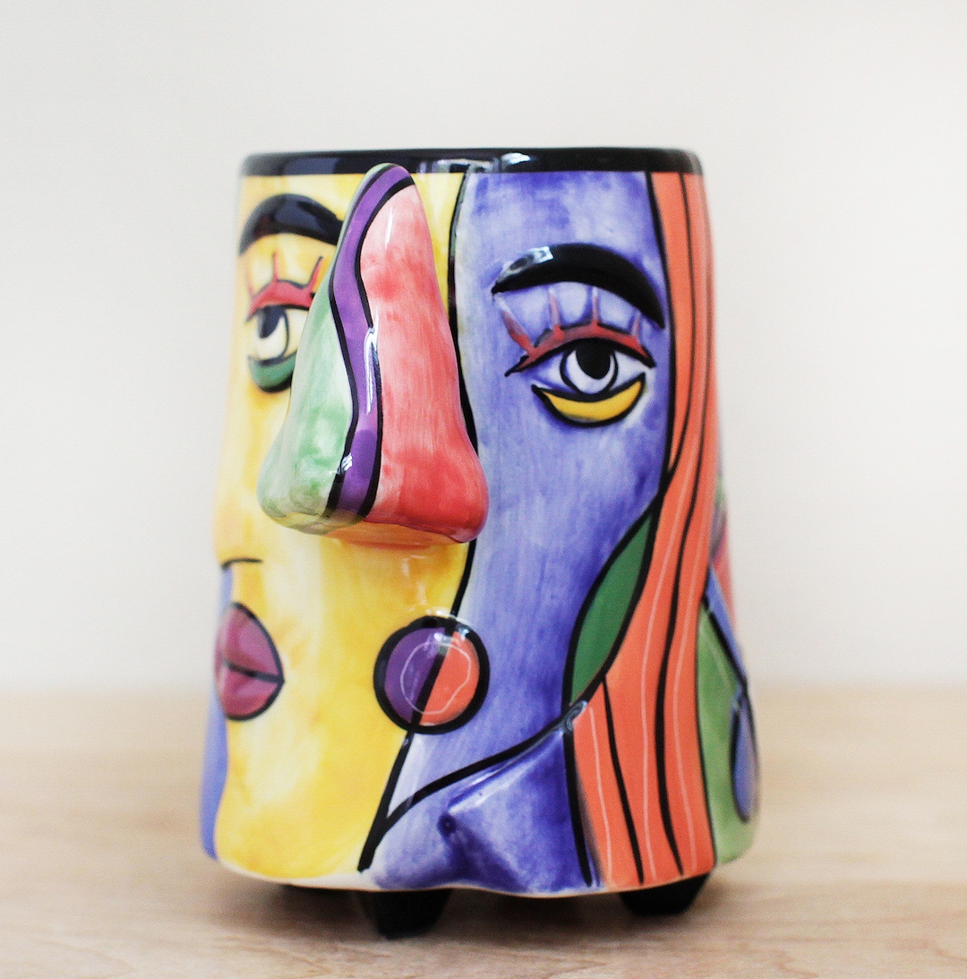 Picasso Inspired Cubist Muzeum Mug W Nose Handle/ Super Fun & Colorful ...