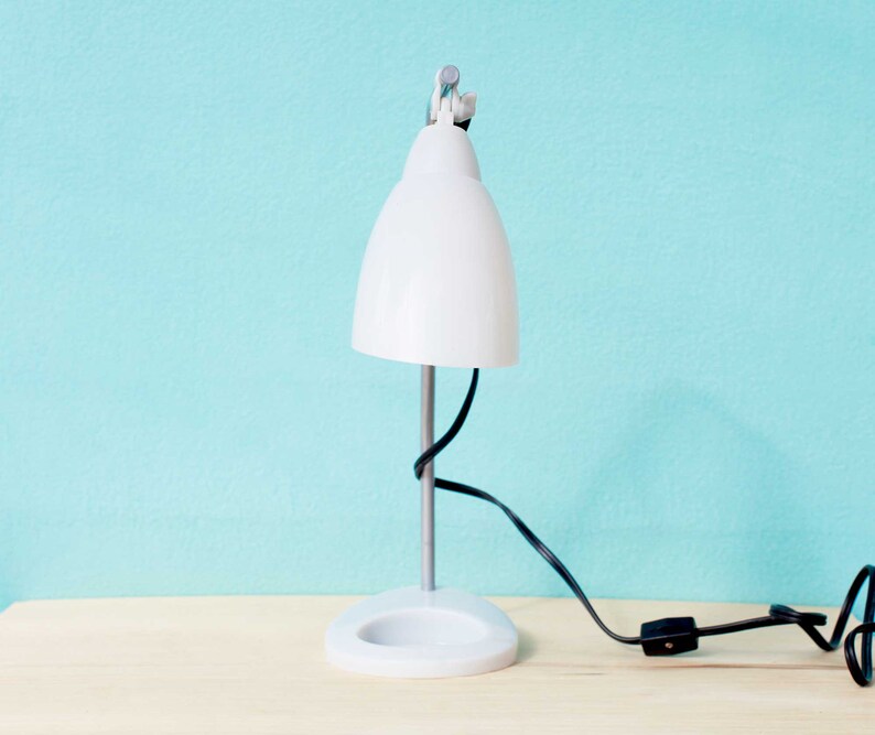 White Lucite Plastic Desk Lamp/unique Mod Shaped Shade With | Etsy