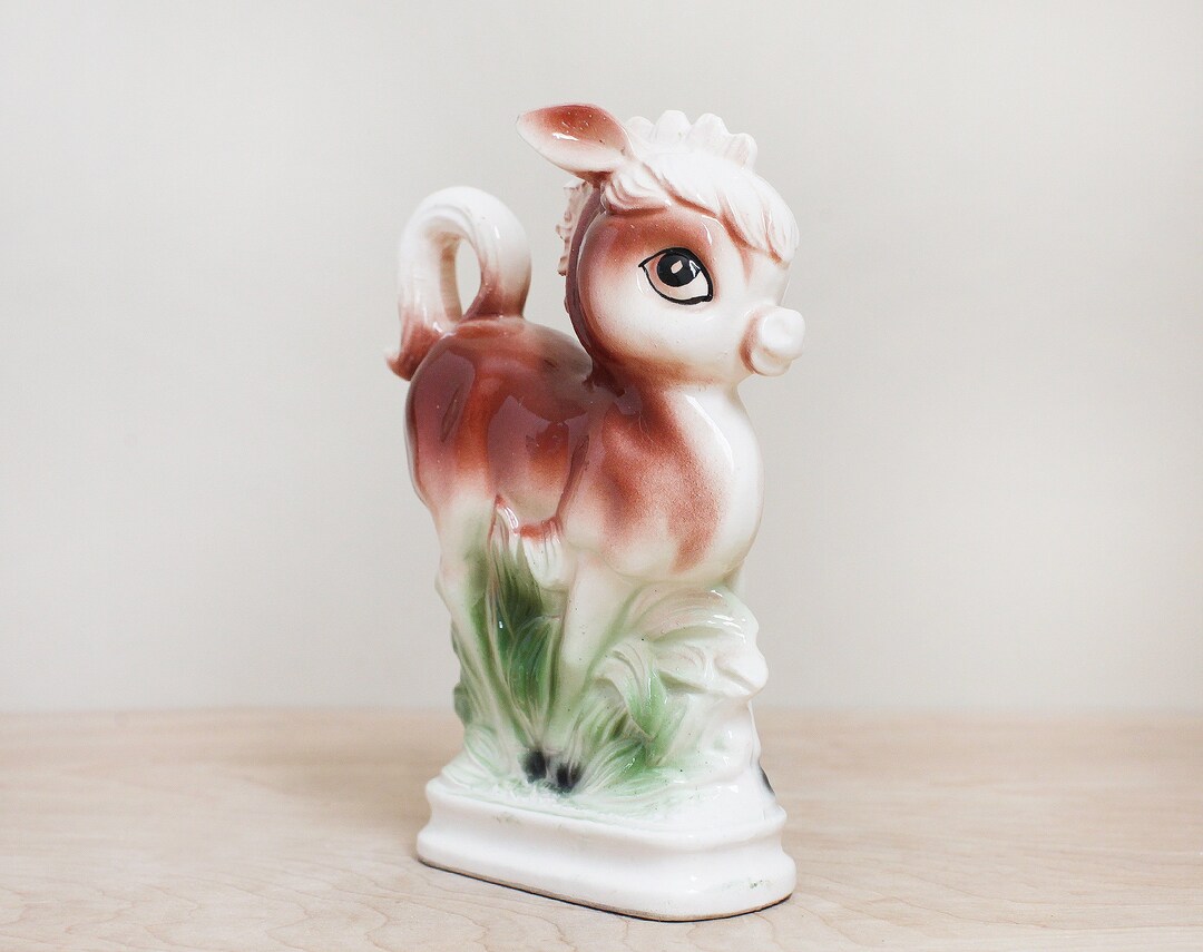 Rare Kitschy Big Eyed Pony Figurine / Super Cute HTF Unmarked Ceramic ...