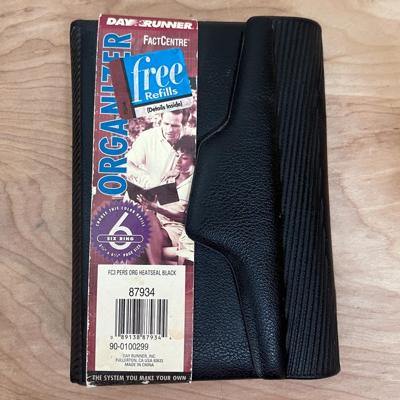 Day Runner Planner Organizer/ New Dead Stock 1996 Black Binder Edition ...