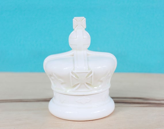 Royal Crown Shaped Ceramic Trinket Box/ Handcrafted White | Etsy