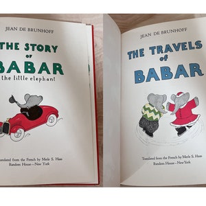 Set of 2 Vintage Babar Books by Jean De Brunhoff/ the Story of Babar ...