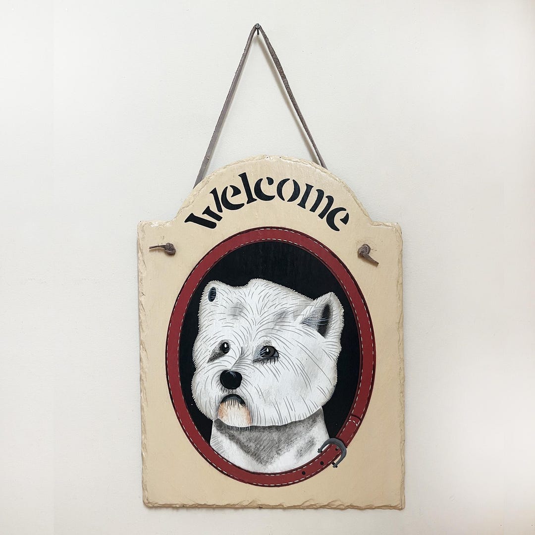 Slate Westie Welcome Sign/ Cute Vintage West Highland Terrier Hanging ...