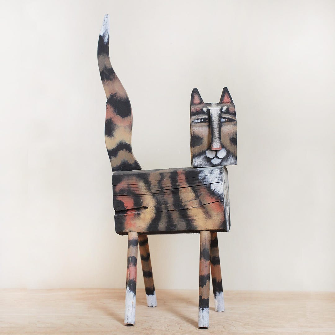 Robin Kent Folk Art Cat/ Unique Original Folk Art Signed/ Hand Painted ...
