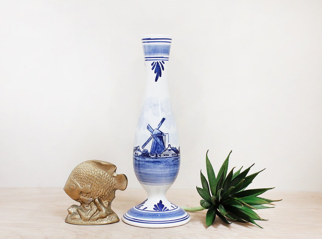 Delft-blauw Windmill Vase/ Hand Painted Design Made in Holland ...