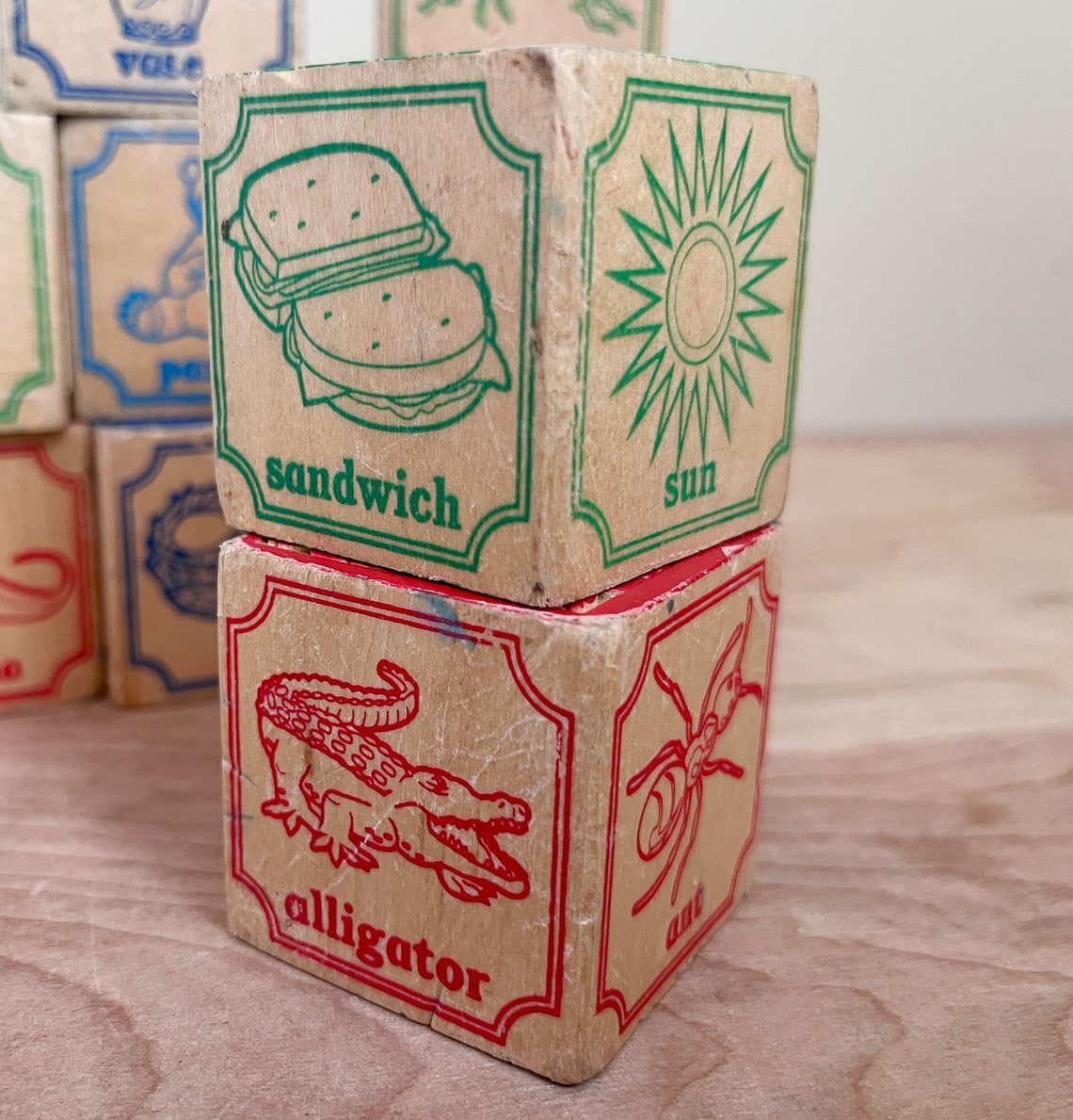 Vintage Alphabet Blocks / Cute Incomplete Set 19 Total, W Animals and ...
