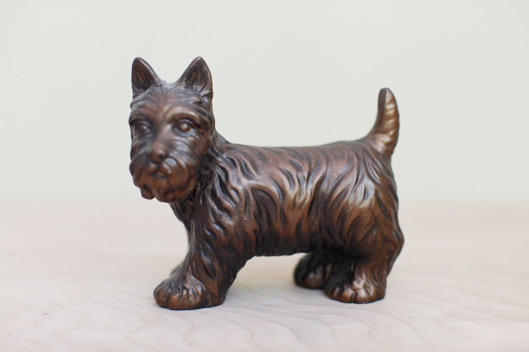 Adorable Chalkware Scottie Terrier Dog / Very Cute Bronze - Etsy