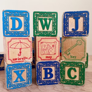 Vintage Alphabet Blocks / Cute Incomplete Set 19 Total, W Animals and ...