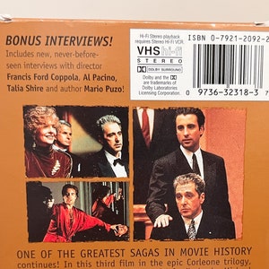 The Godfather Complete Set on VHS/ Nice Vintage Set Digitally Mastered ...