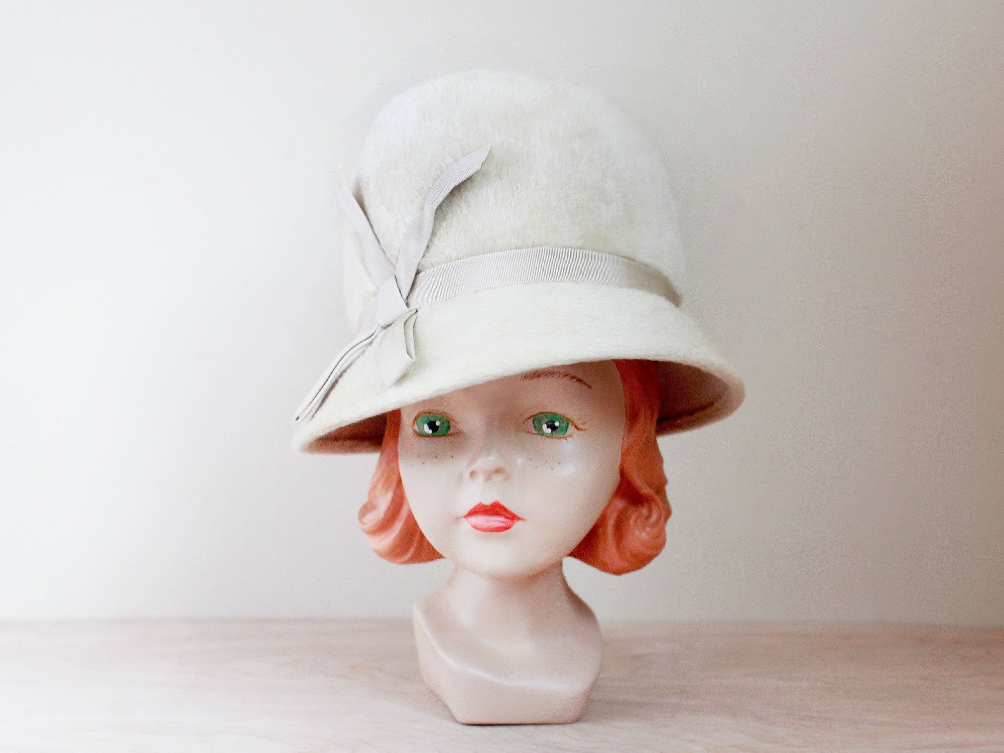 Empress Mohair Cloche Hat/ Cream Colored Style Made in Western Germany ...