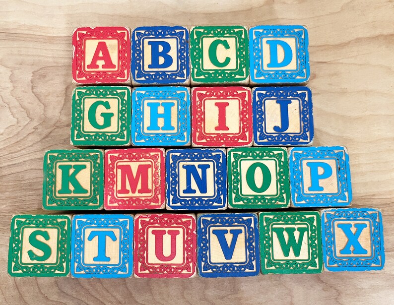 Vintage Alphabet Blocks / Cute Incomplete Set 19 Total, W Animals and ...