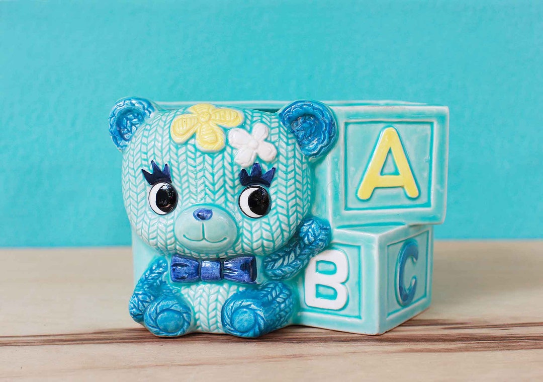 Napco Teddy Bear Alphabet Planter or Container/ Super Kawaii Little ...
