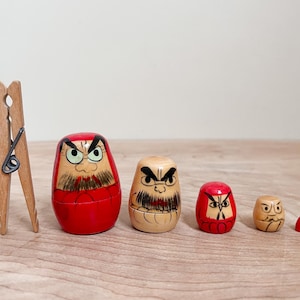 Japanese Daruma Nesting Dolls Set/ Tiny Hand Painted & Signed 5 Doll ...