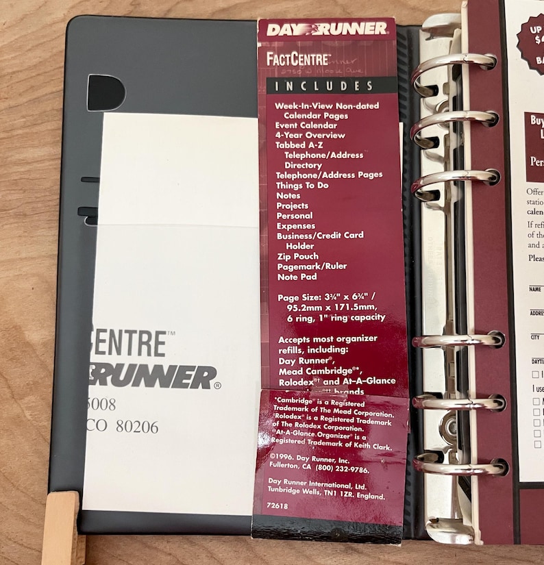 Day Runner Planner Organizer/ New Dead Stock 1996 Black Binder Edition ...