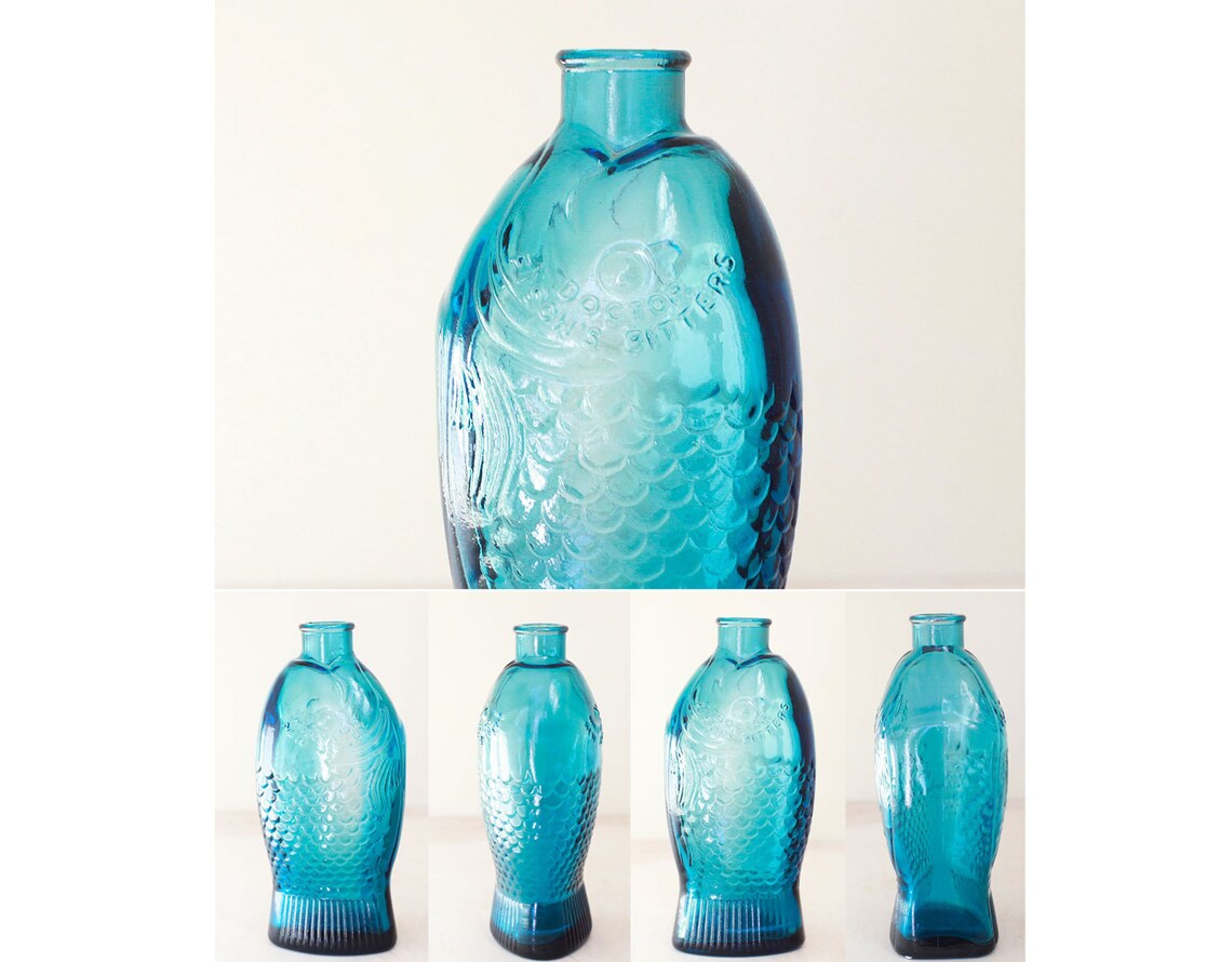 Two Wheaton Bitters Bottles/ Aqua Blue Doctor Fischs Bitters | Etsy